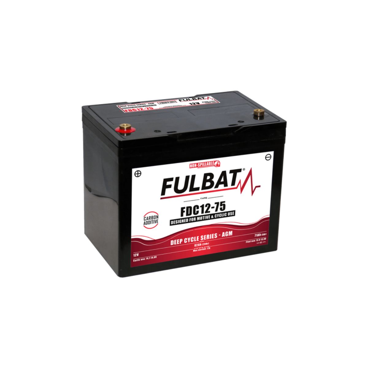 Batterie FULBAT FDC12-75 Deep Cycle AGM Carbone 12V 75Ah - Batteries ...