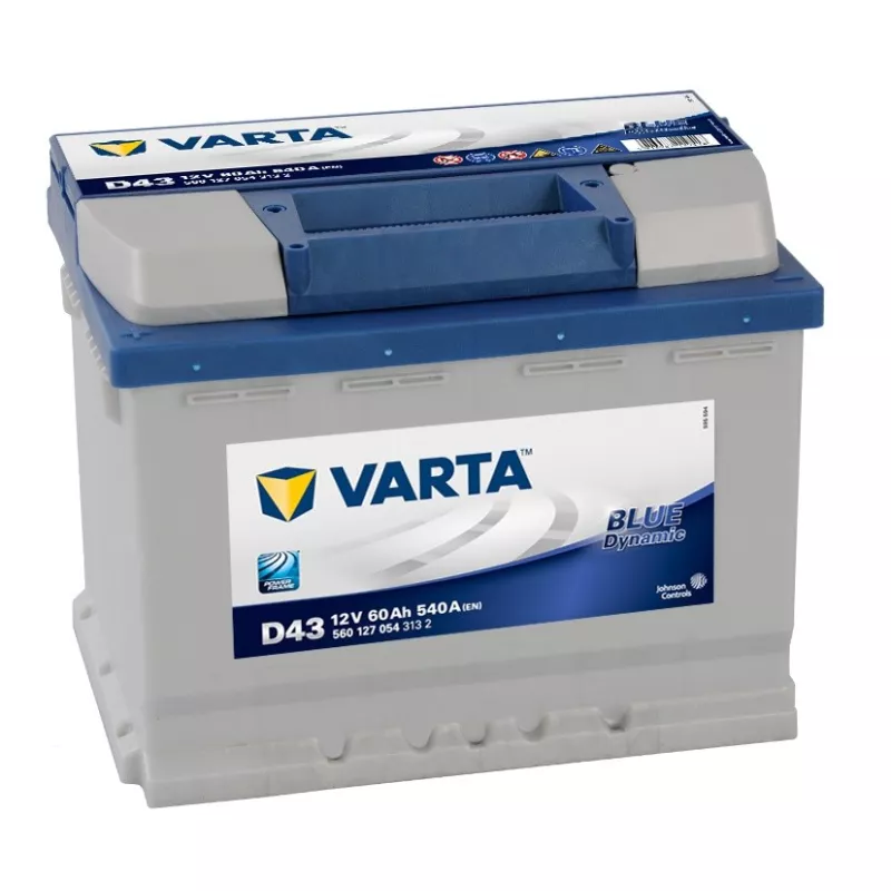 BATTERIE VARTA BLUE DYNAMIC D43 12V 60AH 540A - Batteries Auto ...