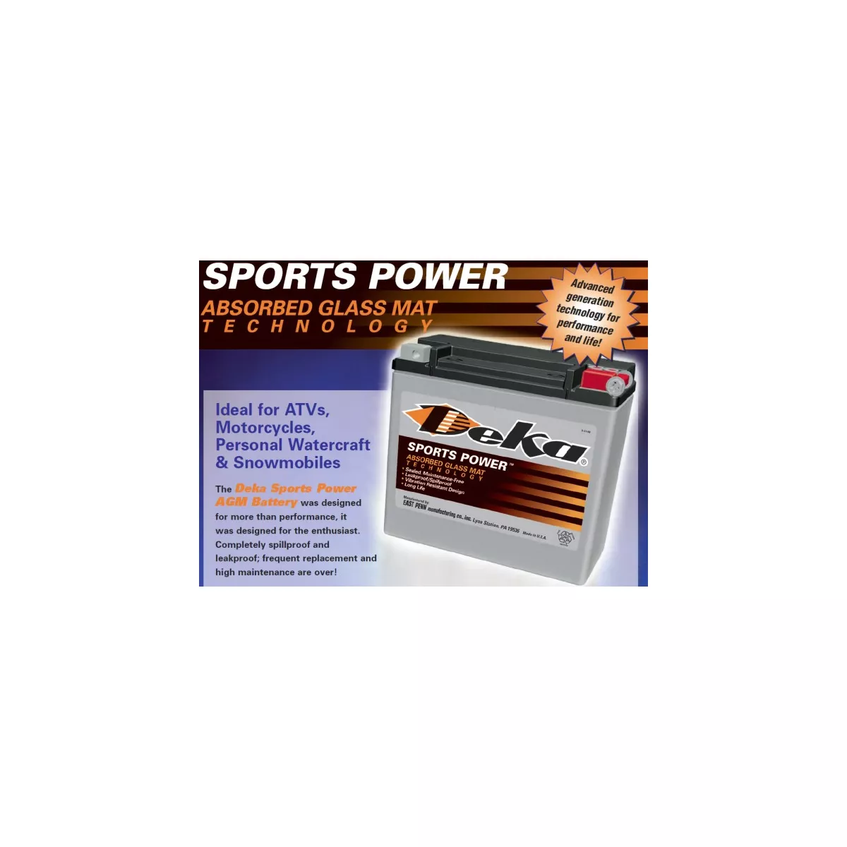 DEKA BATTERIES POWERSPORTS ETX18L - Batteries Motos, Scooters, Quads ...