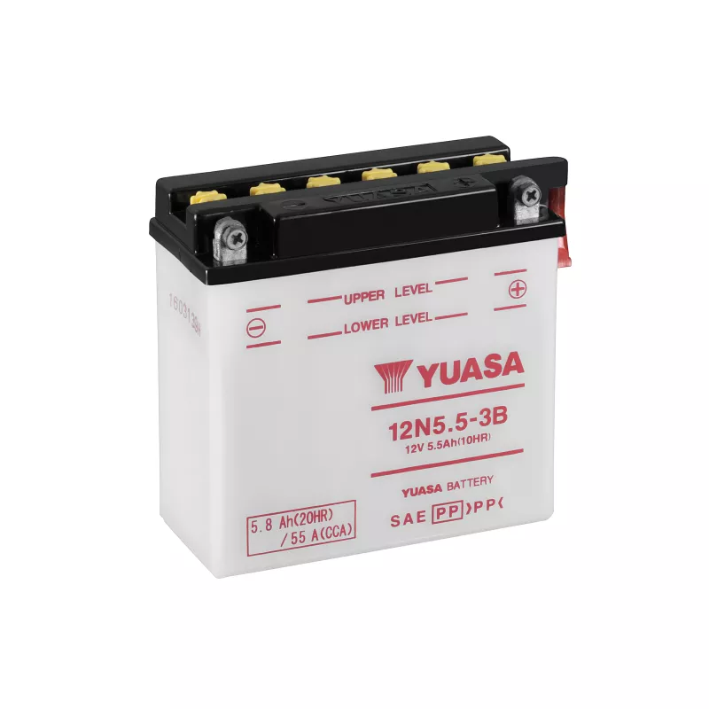 BATTERIE MOTO YUASA 12N5.5-3B 12V 5AH 55A - Batteries Motos, Scooters ...