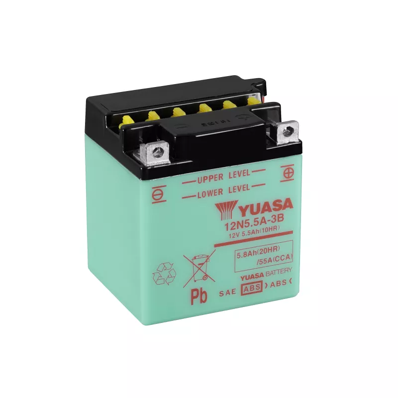 BATTERIE MOTO YUASA 12N5.5A-3B 12V 5AH 55A - Batteries Motos, Scooters ...