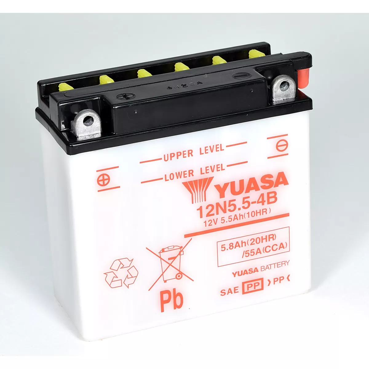 BATTERIE MOTO YUASA 12N5.5-4B 12V 5AH 55A - Batteries Motos, Scooters ...