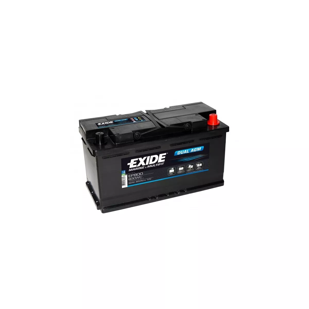 BATTERIE EXIDE DUAL AGM EP800 12V 95AH 850A - Batteries à décharge ...