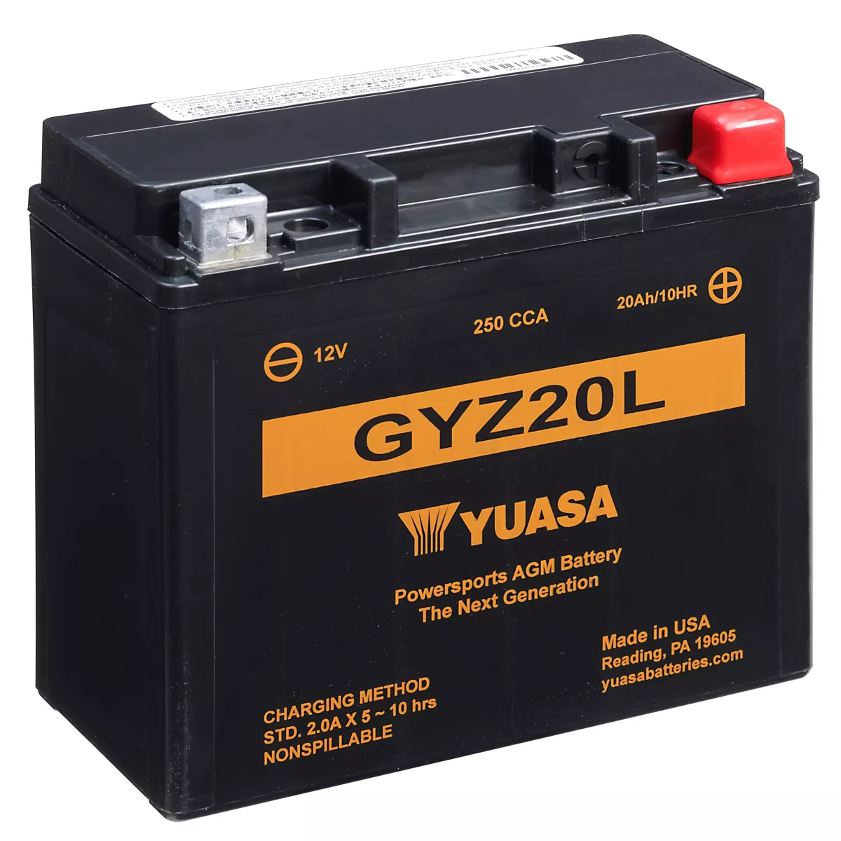 BATTERIE MOTO YUASA GYZ20L 12V 20AH 250A - Batteries Motos, Scooters ...