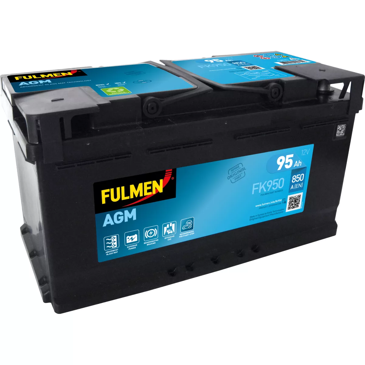 BATTERIE FULMEN START STOP AGM FK950 12V 95AH 850A - Batteries Auto ...