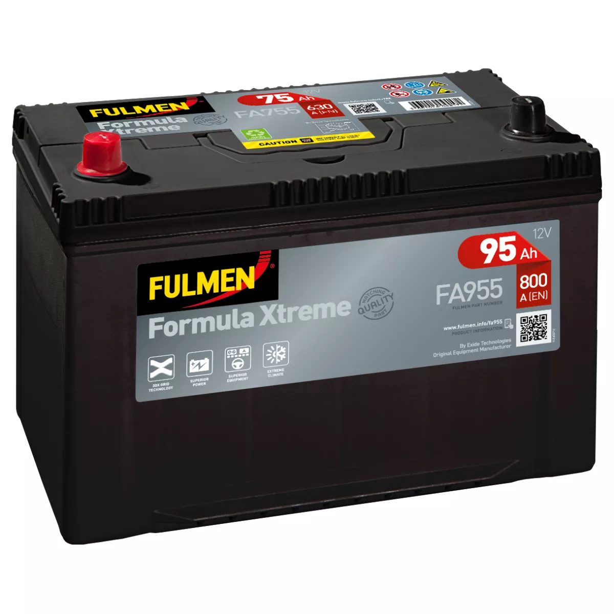 BATTERIE FULMEN FORMULA XTREME FA955 12V 95AH 800A - Batteries Auto ...