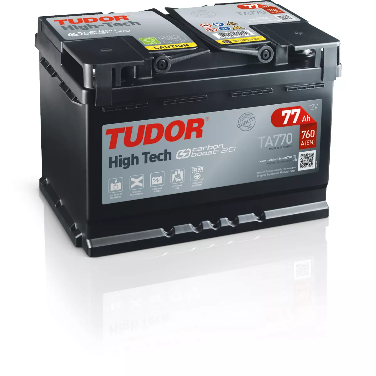 Batterie HIGH TECH TUDOR TA770 12V 77Ah 760A - Batteries Auto, Voitures ...