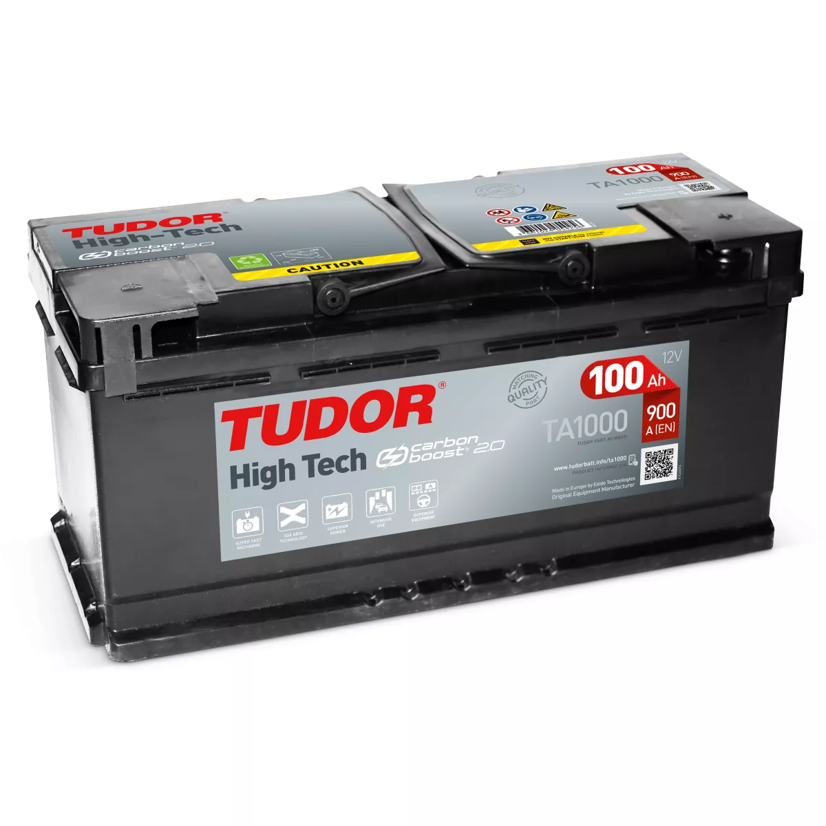 Batterie HIGH TECH TUDOR TA1000 12V 100Ah 900A - Batteries Auto ...