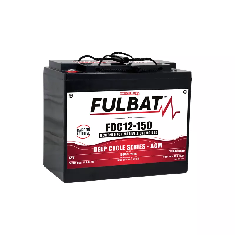 BATTERIE DEEP CYCLE AGM CARBONE FULBAT FDC12-150 12V 150AH - Batteries de traction AutoLaveuse ...
