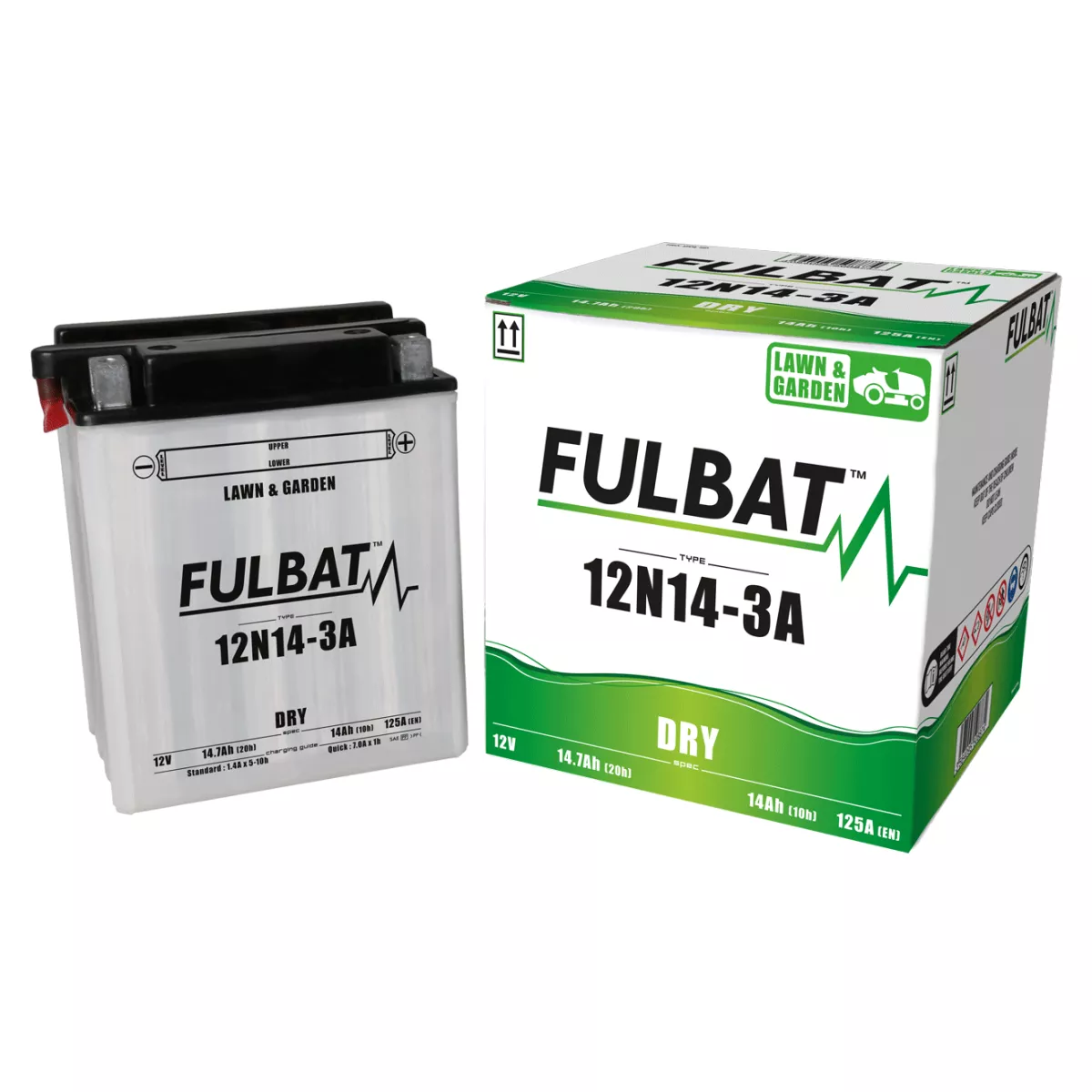 BATTERIE MOTO FULBAT DRY 12N14-3A (FB14L-A2) 12V 14,7AH 125A ...