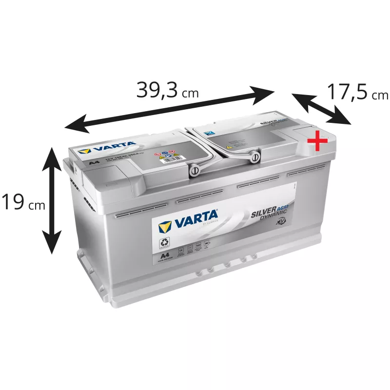 BATTERIE AUTO VARTA A4 SILVER DYNAMIC AGM XEV 12V 105AH 950A ...