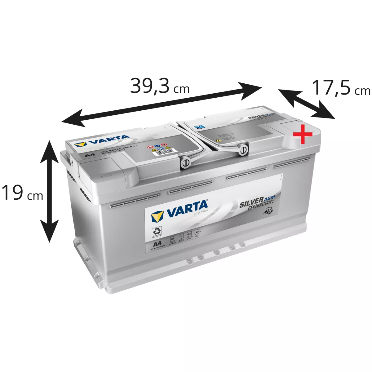 BATTERIE AUTO VARTA A4 SILVER DYNAMIC AGM XEV 12V 105AH 950A ...