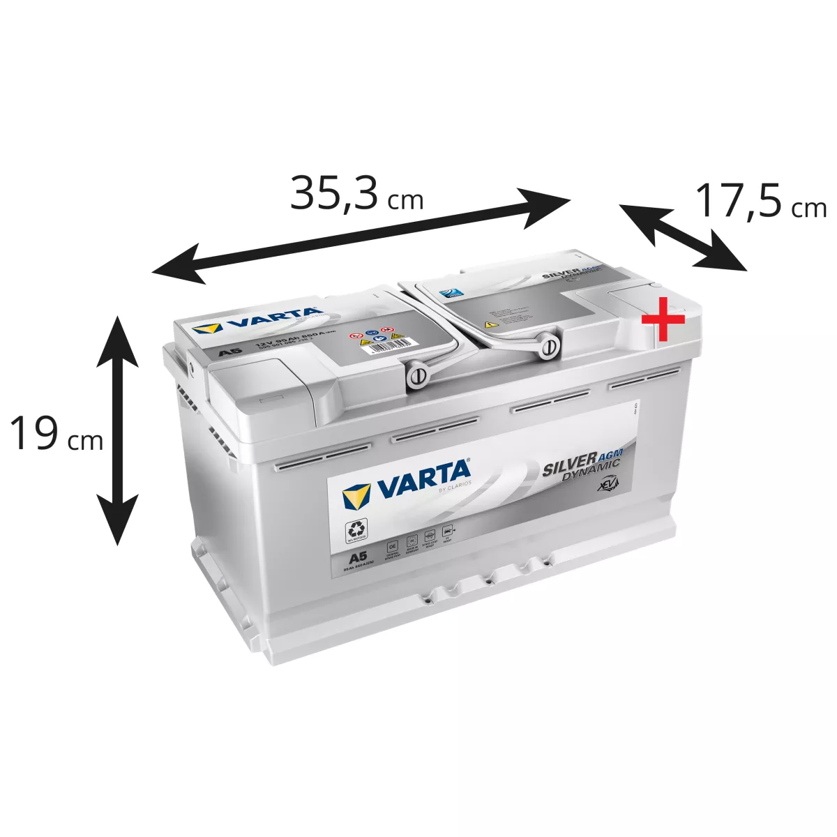 BATTERIE AUTO VARTA A5 SILVER DYNAMIC AGM XEV 12V 95AH 850A - Batteries ...