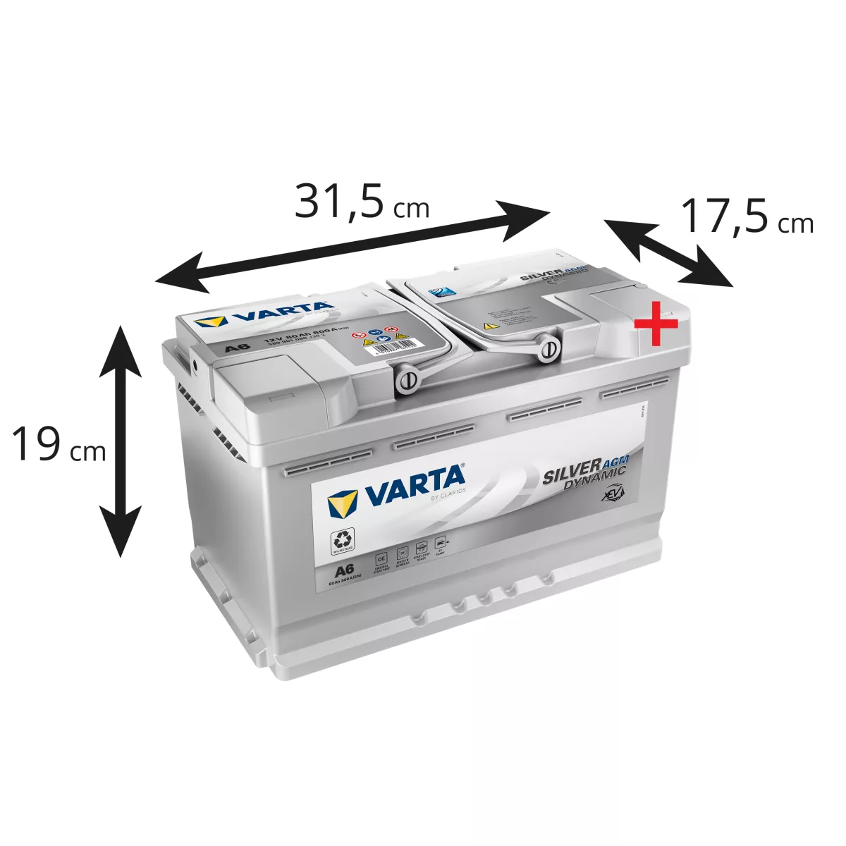 BATTERIE AUTO VARTA A6 SILVER DYNAMIC AGM XEV 12V 80AH 800A - Batteries ...