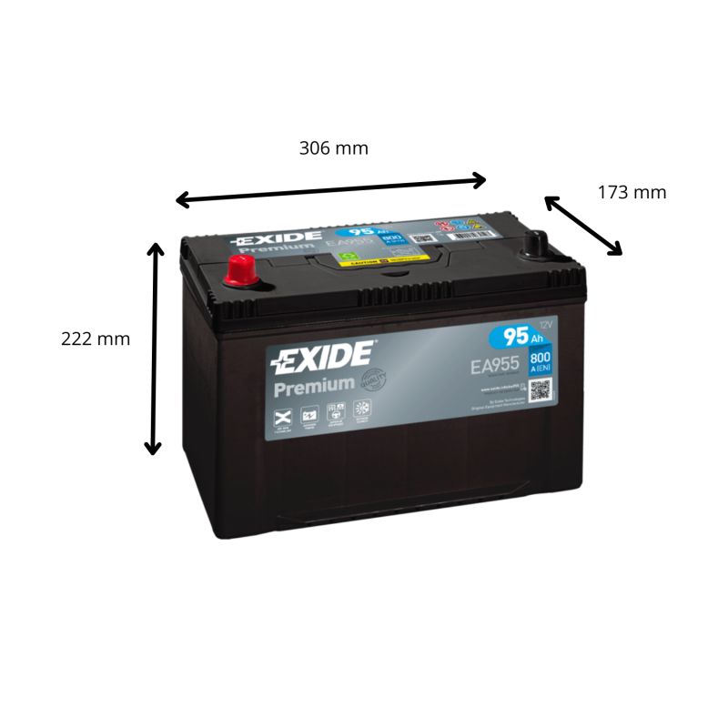 BATTERIE EXIDE PREMIUM EA955 12V 95AH 800A - Batteries Auto, Voitures ...