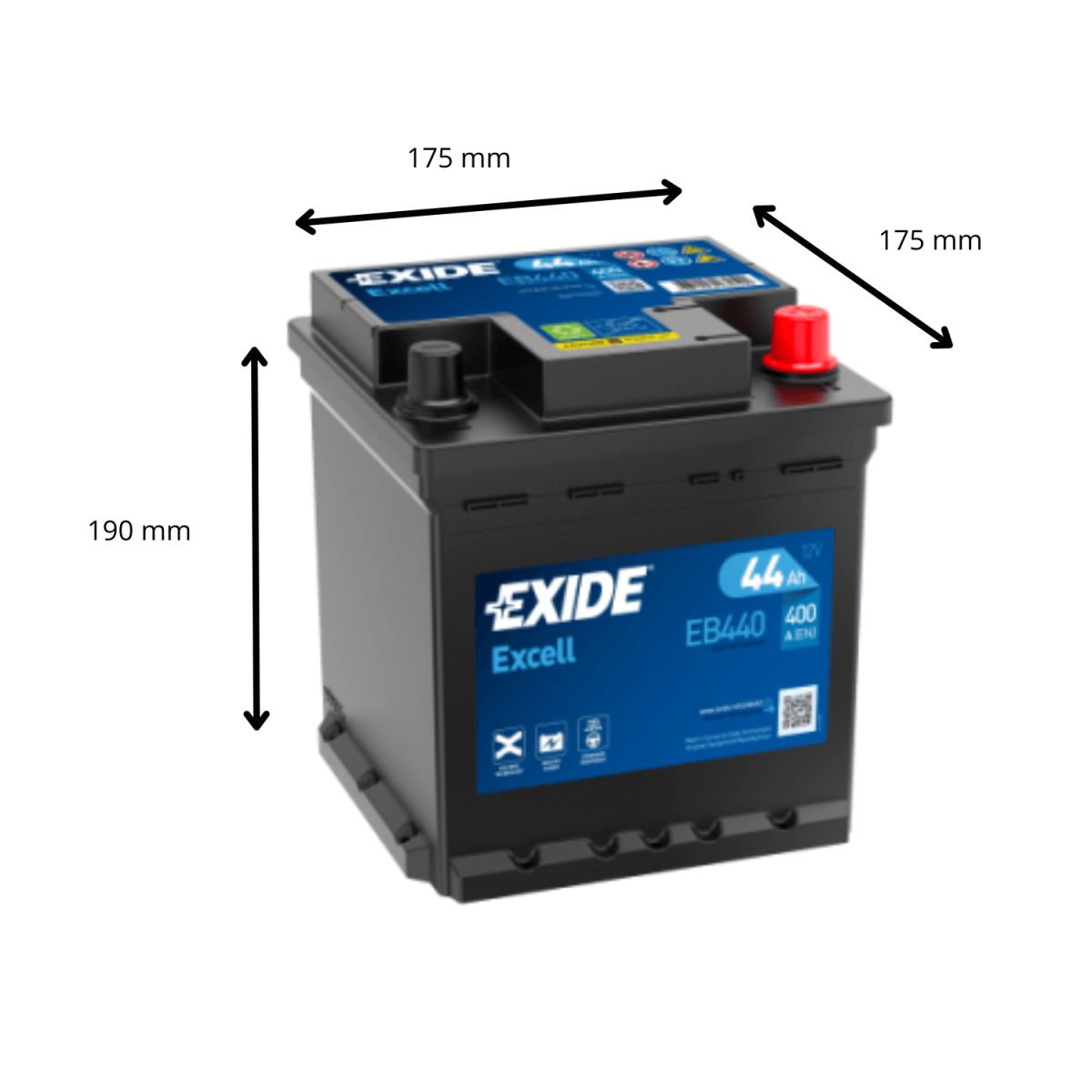BATTERIE EXIDE EXCELL EB440 12V 44AH 400A - Batteries Auto, Voitures ...