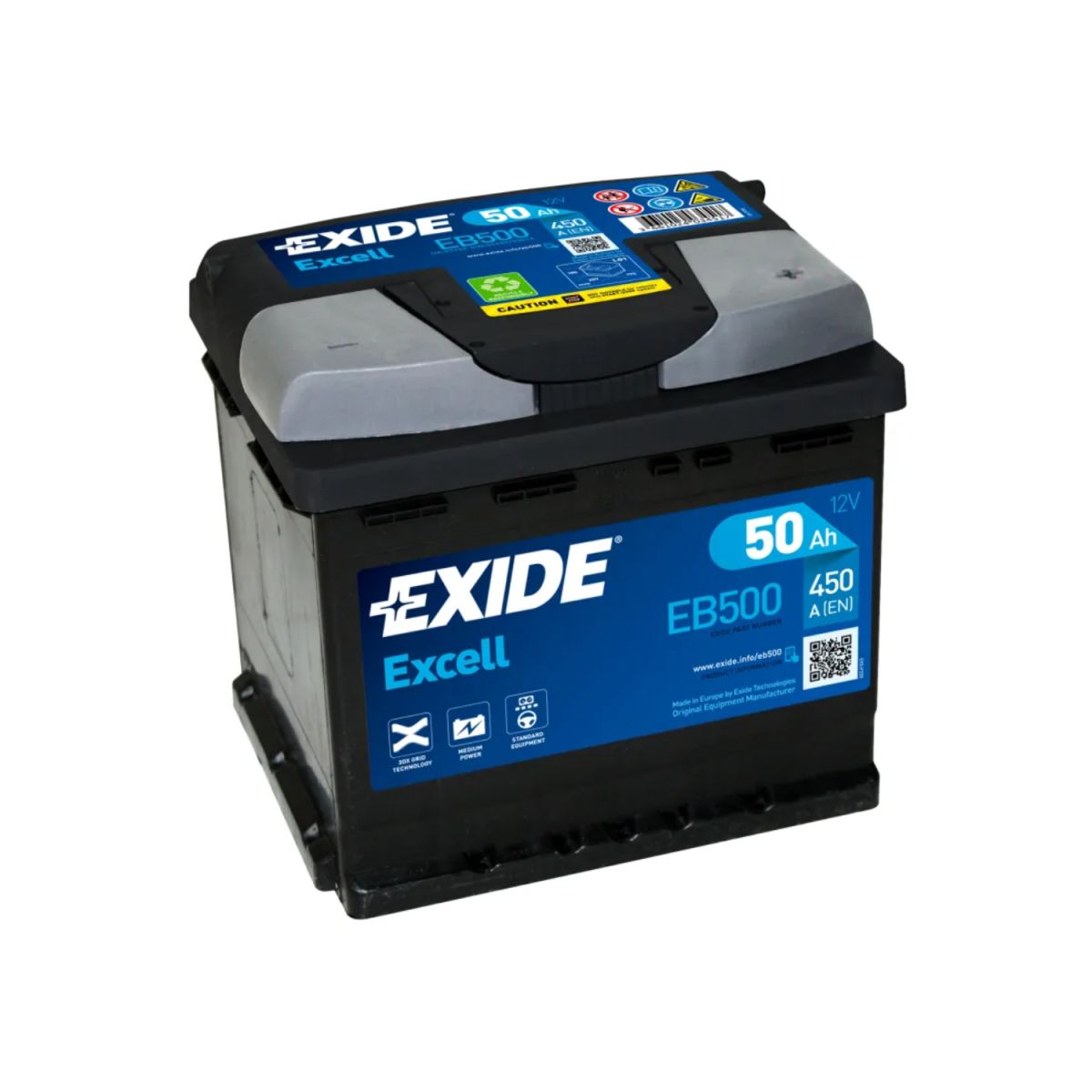 BATTERIE EXIDE EXCELL EB500 12V 50AH 450A - Batteries Auto, Voitures ...