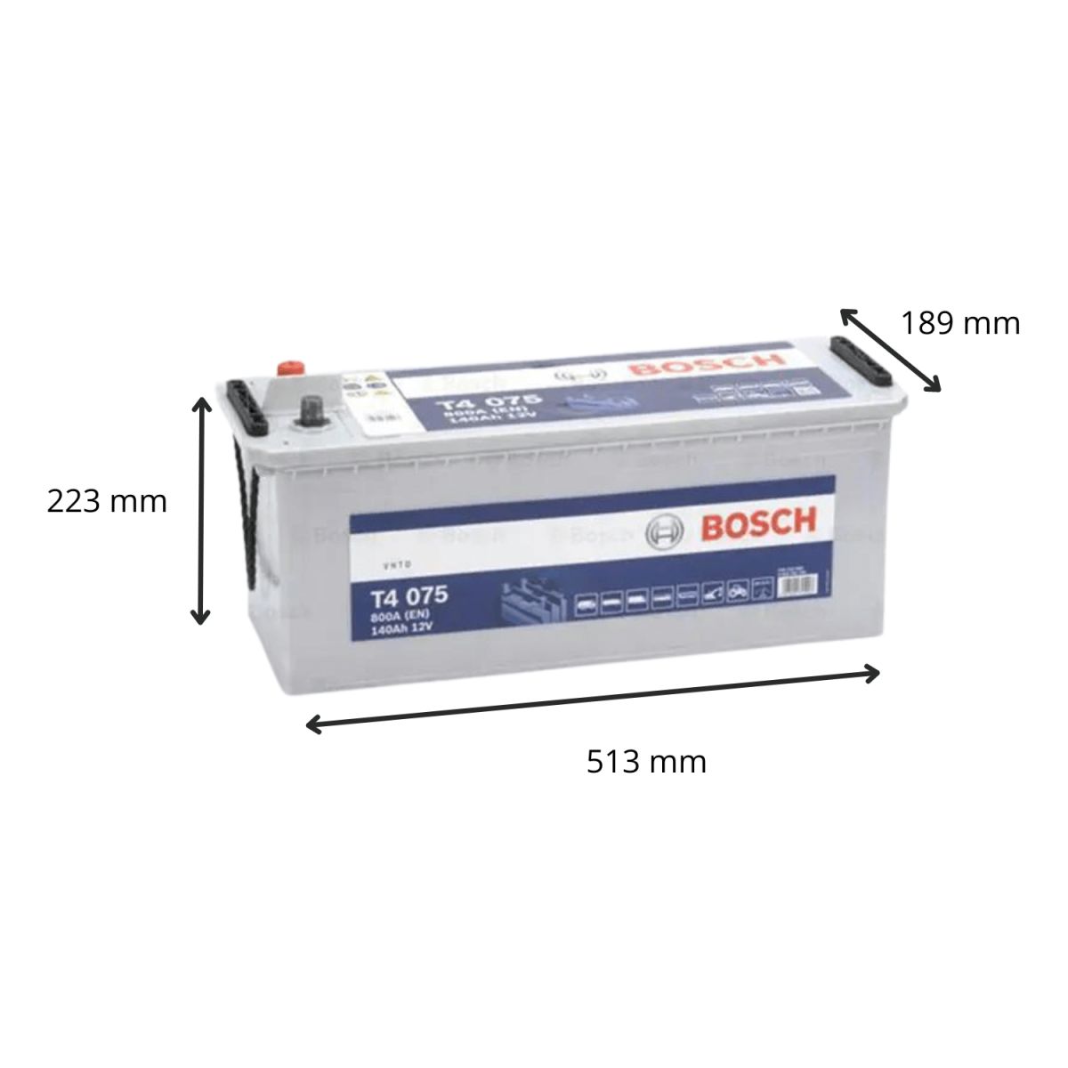 BATTERIE BOSCH T4075 12V 140AH 800A(EN) - Batteries Poids-Lourd ...