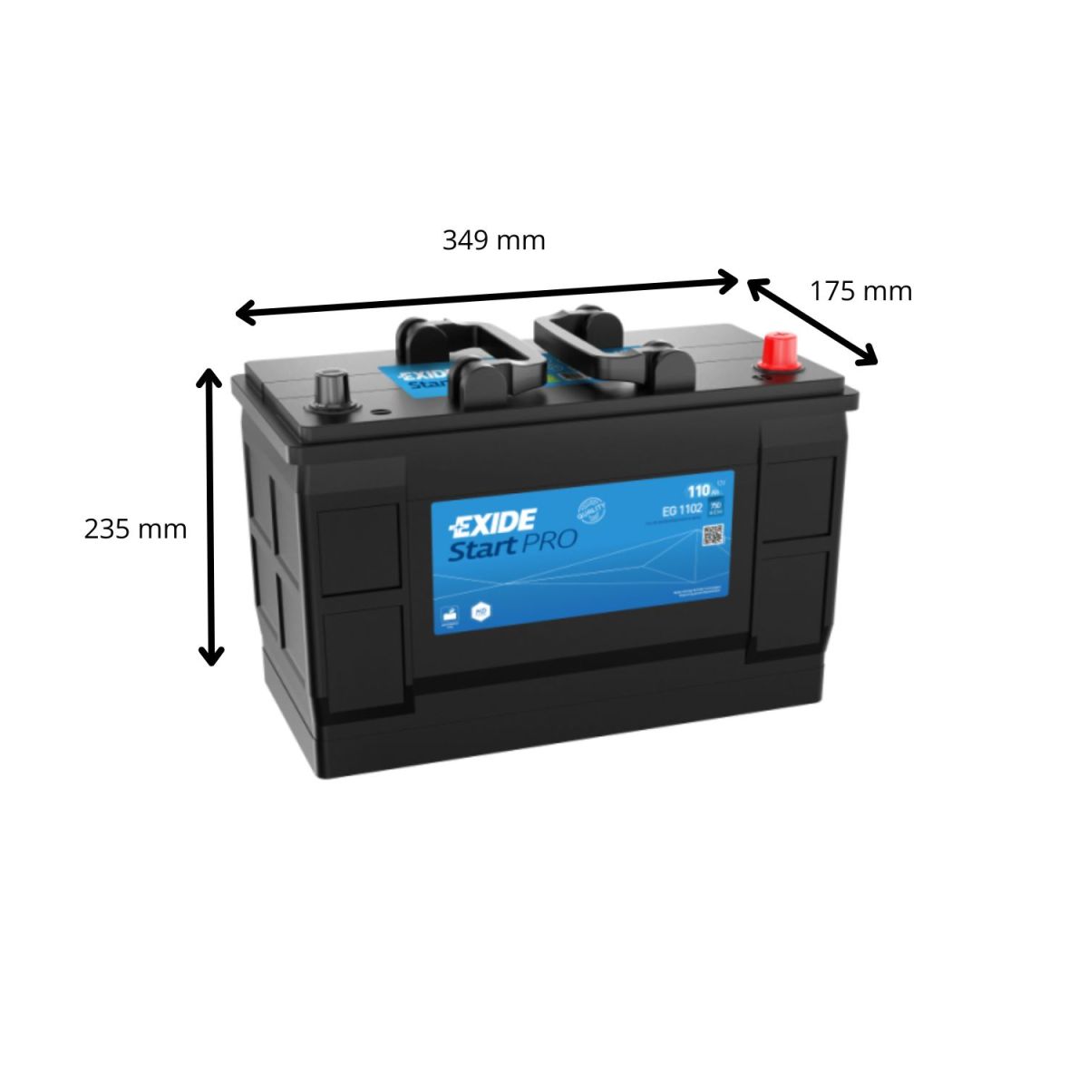 BATTERIE EXIDE 12V 110Ah 750A (EN) D02 START PRO - Batteries Tracteurs ...