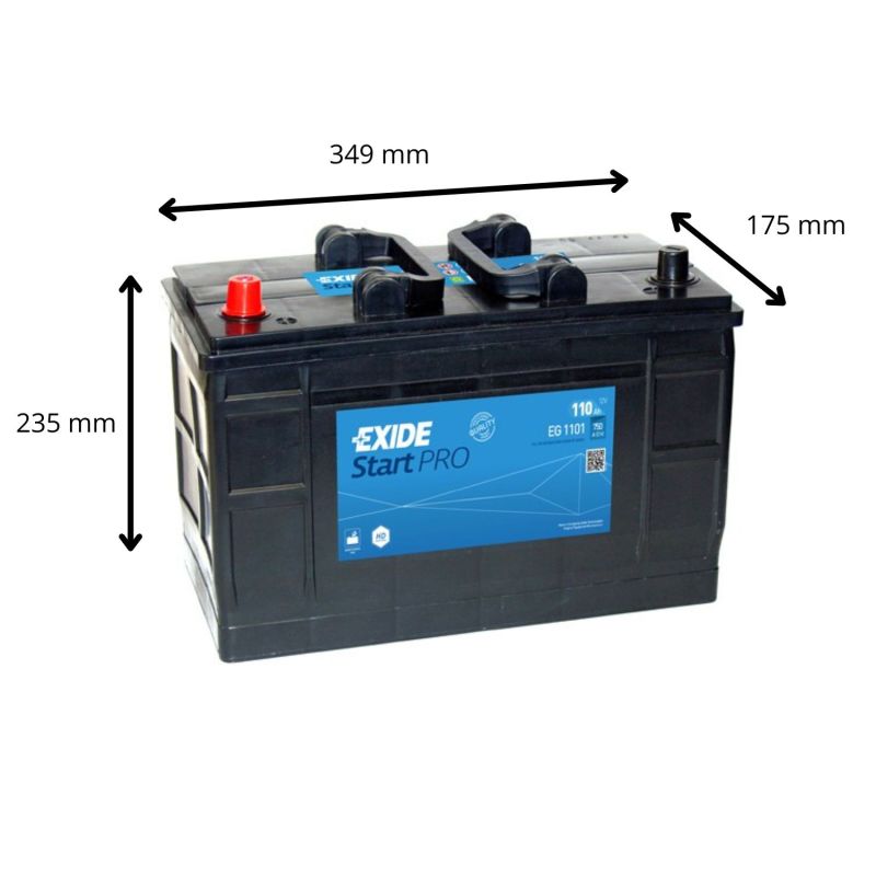 BATTERIE EXIDE 12V 110Ah 750A (EN) LOT7 START PRO EG1101 - Batteries ...